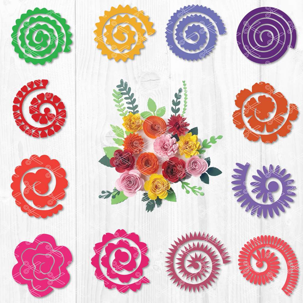 Rolled Flowers SVG PNG DXF EPS 3D Flower SVG