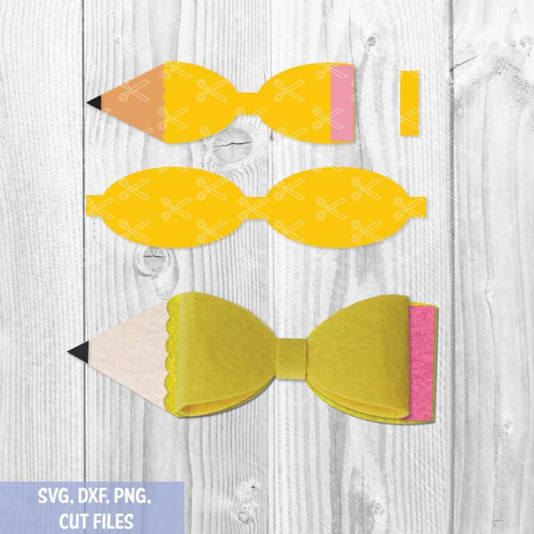 Pencil Hair Bow SVG PNG DXF Cutting Files