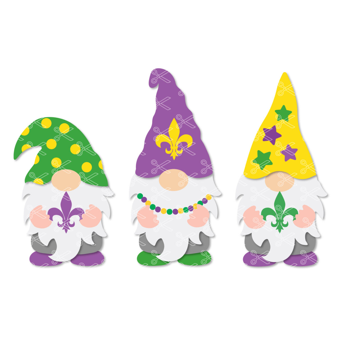 Mardi Gras Gnome SVG EPS DXF PNG - Gnome with Fleur de Lis