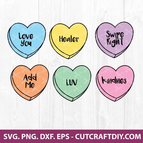 Conversation Hearts Svg File Candy Heart Svg Valentine Heart Svg