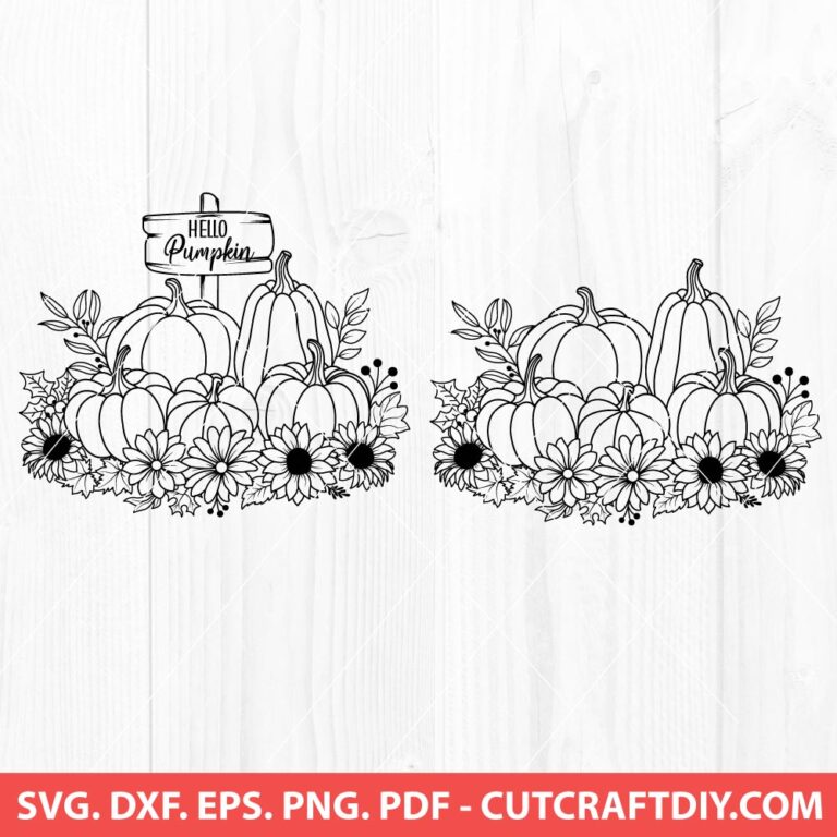Sunflower Pumpkin SVG Bundle, Hello Pumpkin SVG, Floral Pumpkin SVG ...