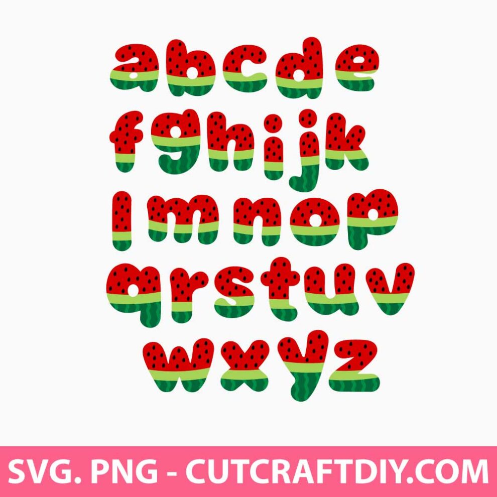 Watermelon Font Svg, Watermelon Letters and Numbers Svg, Full Color SVG ...